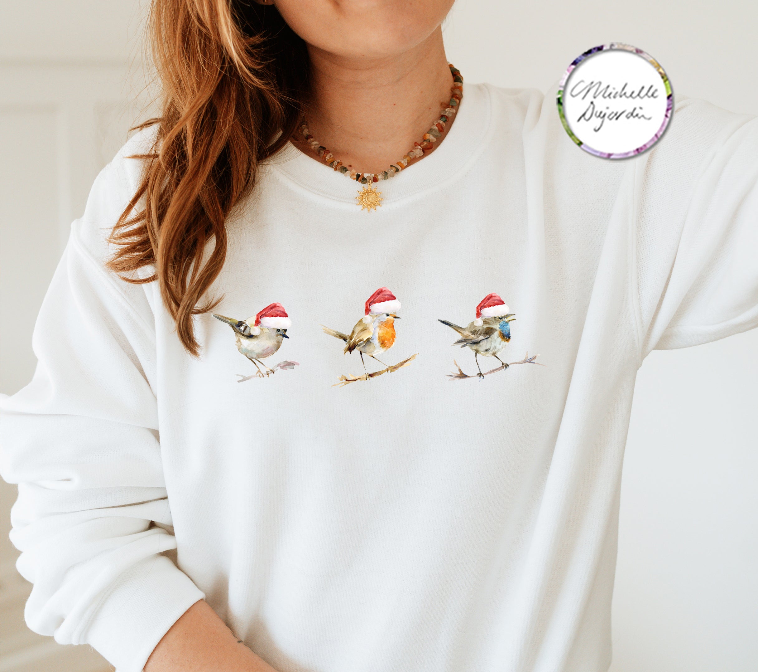 Drie Vogeltjes Kersttrui | Aquarel Vogel Sweater van Michelle Dujardin ...