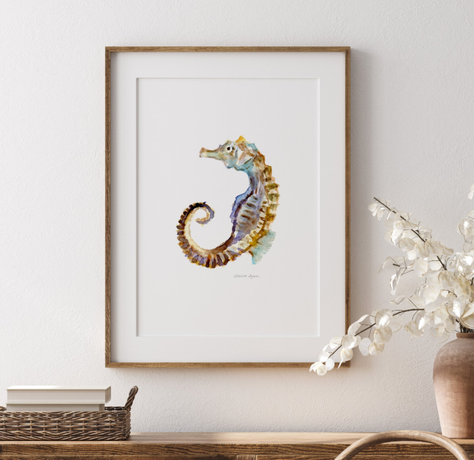 Seahorse Art Print | Watercolor Coastal Wall Art by Michelle Dujardin ...